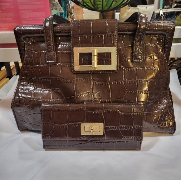 Talbots | Bags | Vintage Crocodile Leather Talbots Bmbag With Matching ...
